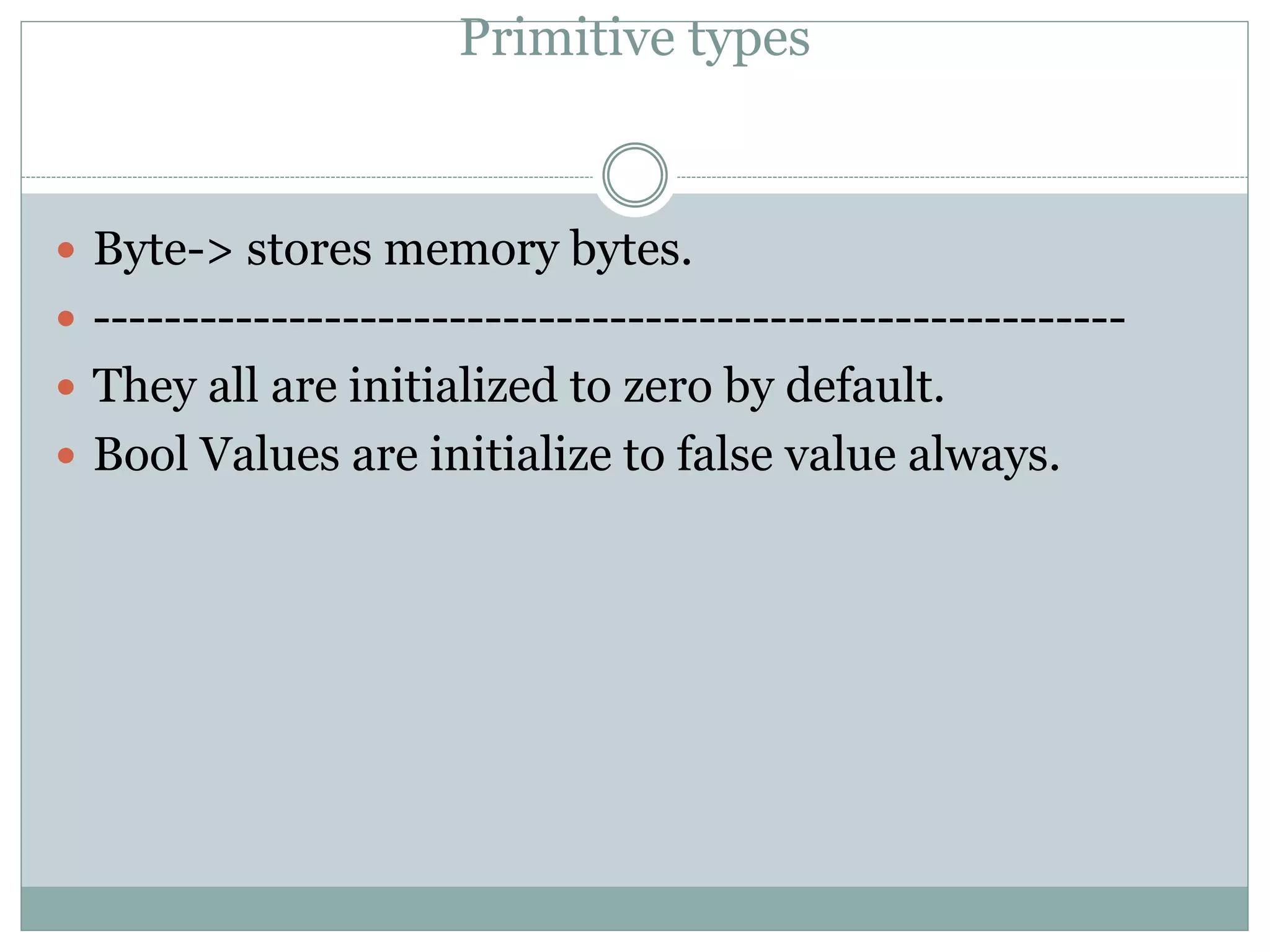 Datatype introduction- JAVA | PPT