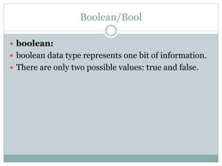 Datatype introduction- JAVA | PPT