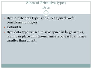 Datatype introduction- JAVA | PPT