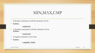 Data type list_methods_in_python | PPT