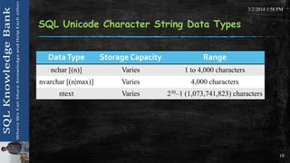 Data type[s] on MS SQL Server | PPTX