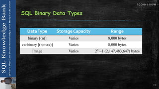 Data type[s] on MS SQL Server | PPTX