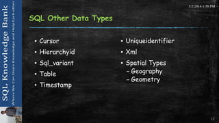 Data type[s] on MS SQL Server | PPTX