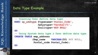 Data type[s] on MS SQL Server | PPTX