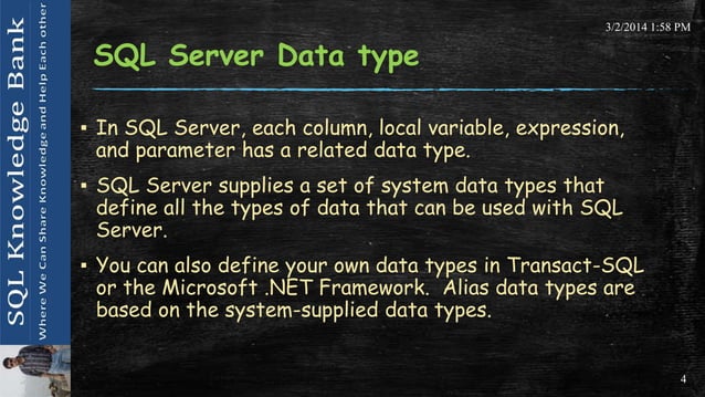 Data type[s] on MS SQL Server | PPTX