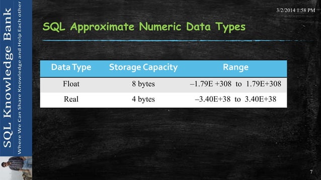 Data type[s] on MS SQL Server | PPTX