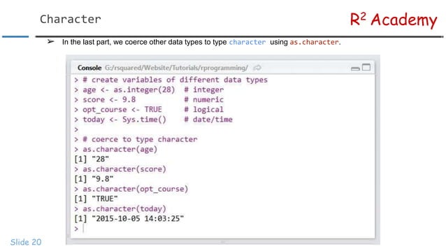 R Programming Variables And Data Types Pptx Programming Languages