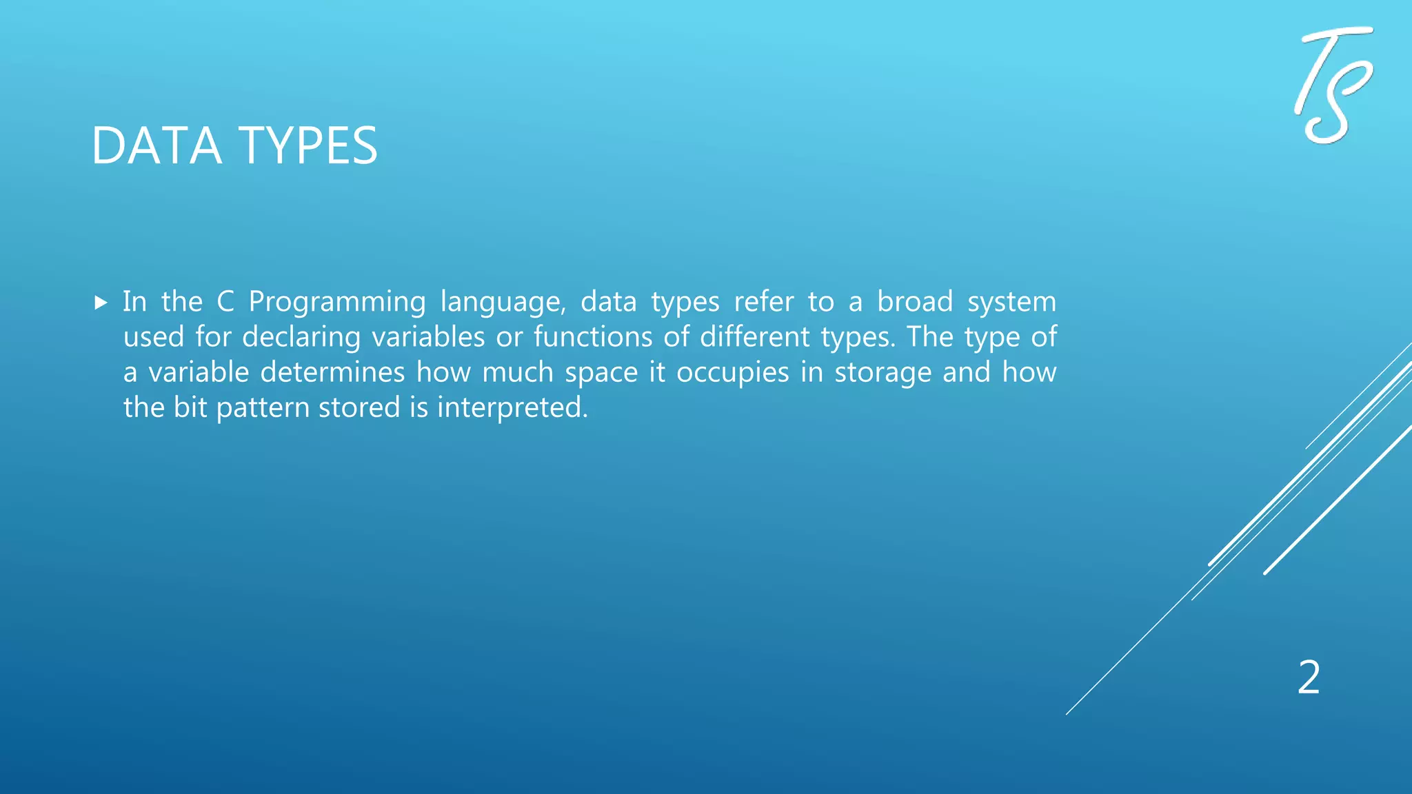 Data Types In C Pptx Programming Languages Computing