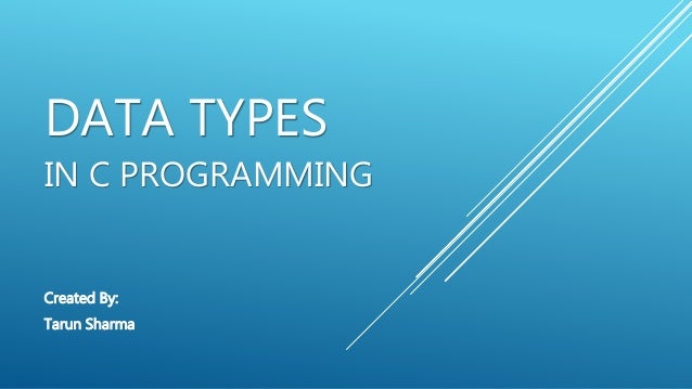 Data types in C