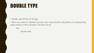 Data types IN JAVA | PPTX | Programming Languages | Computing