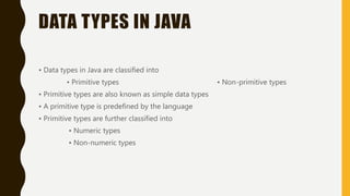 Data types IN JAVA | PPTX | Programming Languages | Computing