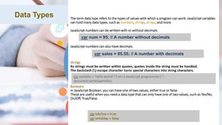 Data types | PPTX | Web Development | Internet
