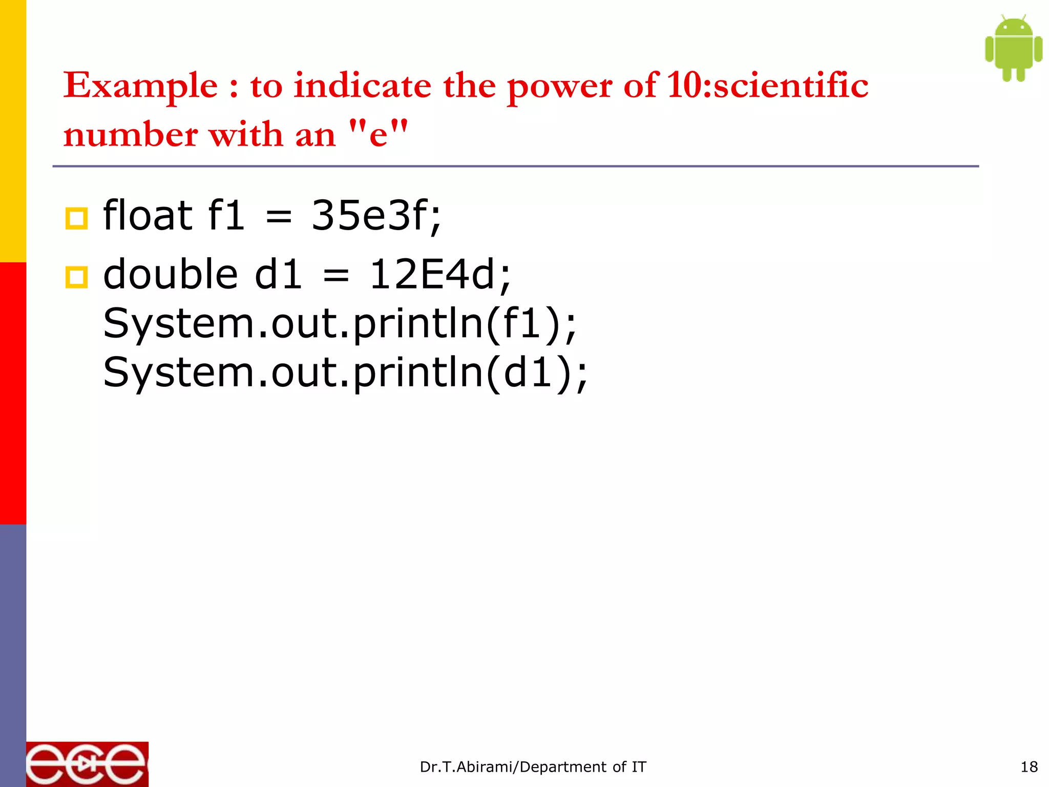 Java Programming Data Types Ppt
