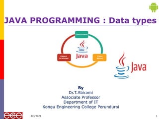 JAVA PROGRAMMING : Data types | PPT
