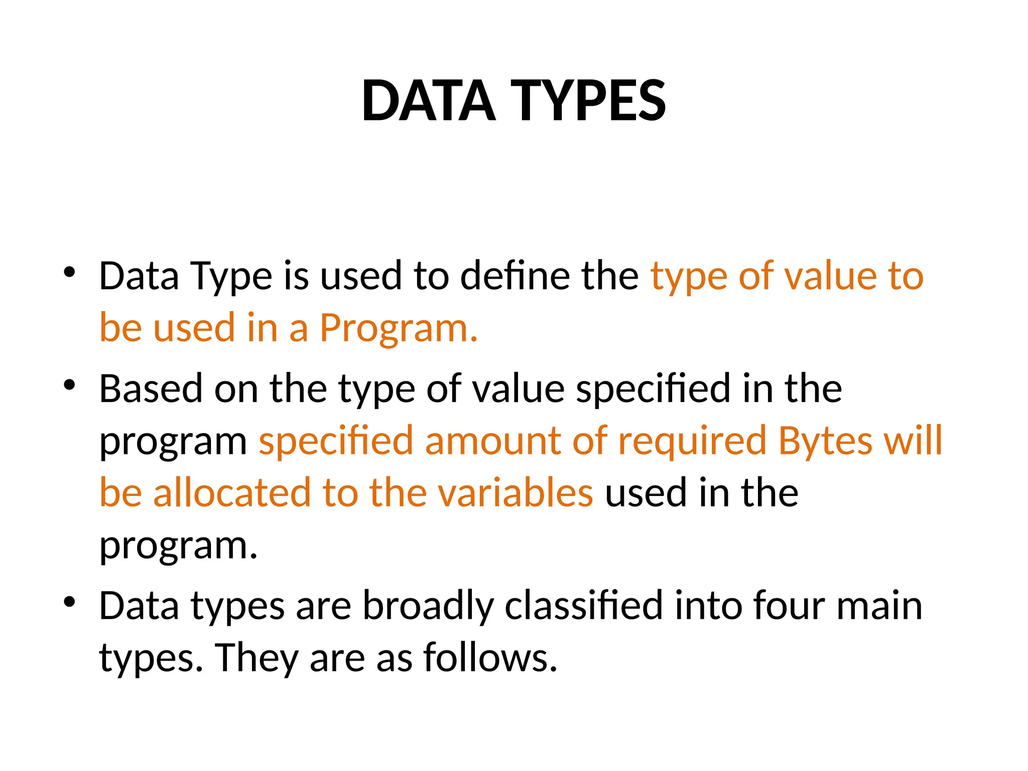DataTypes - primary, user defined , primary and void datatypes | PPTX