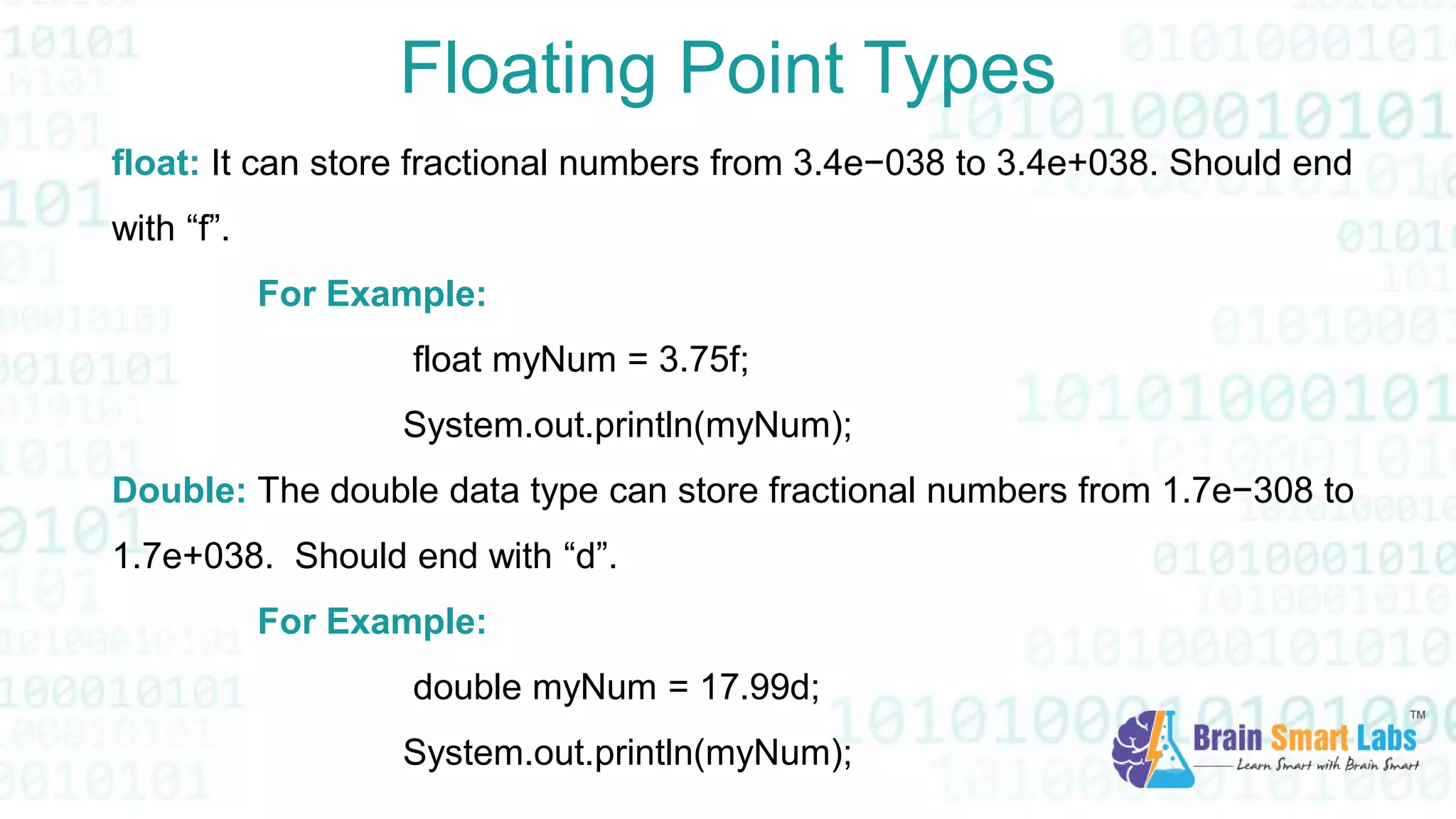 Data types - brainsmartlabs | PPT