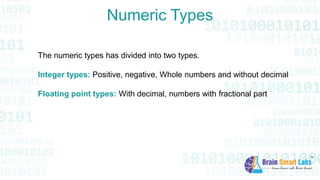 Data types - brainsmartlabs | PPT