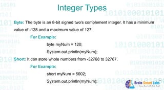 Data types - brainsmartlabs | PPT
