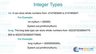 Data types - brainsmartlabs | PPT