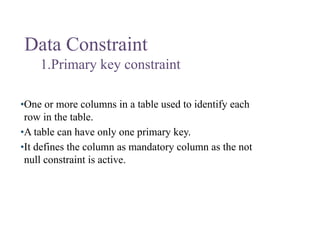 datatypes - constraints in database system | PDF