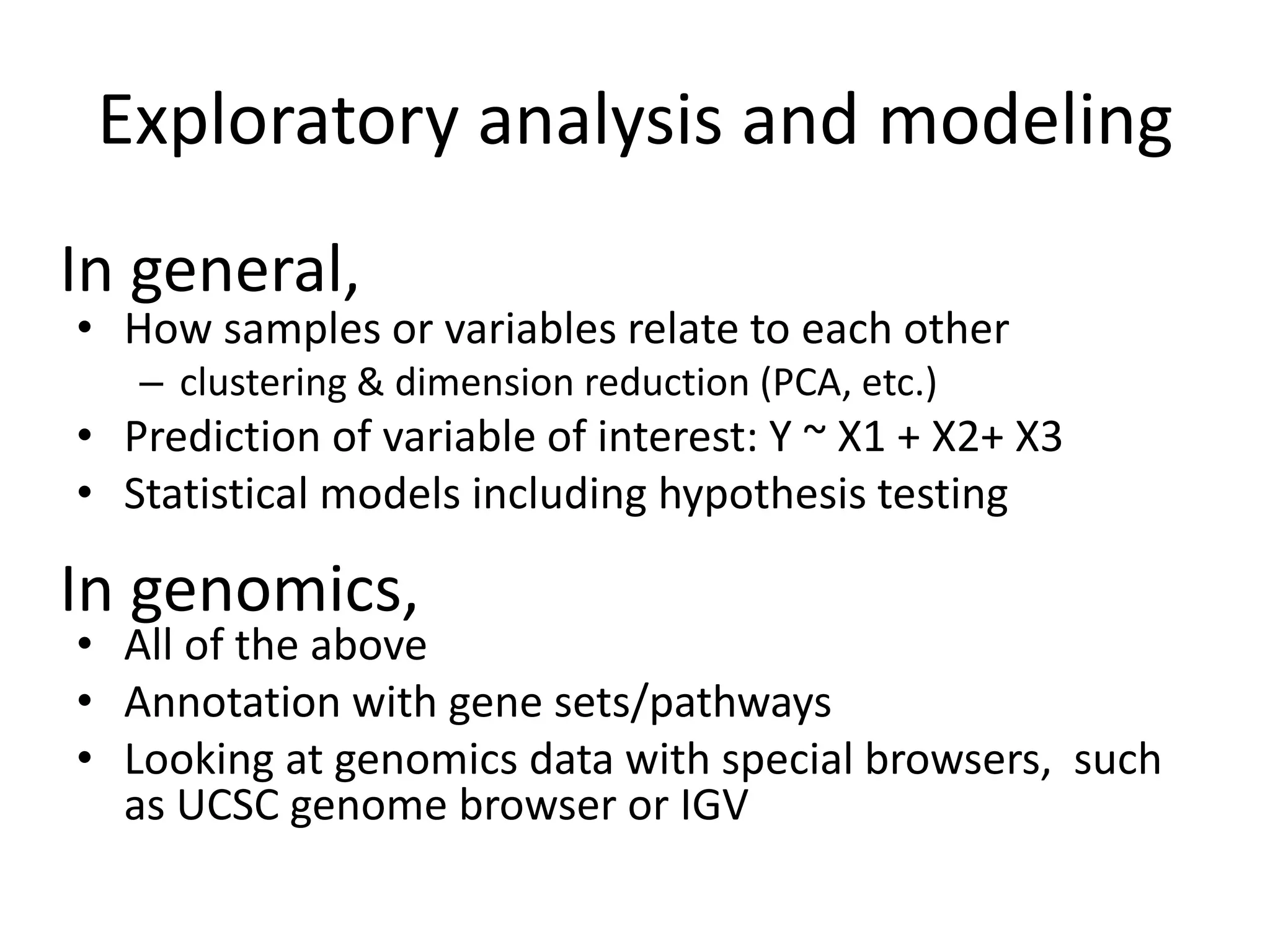 Data analysis patterns, tools and data types in genomics | PPT