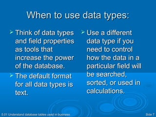Data types and field properties | PPT