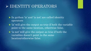 Data types and operators | PPTX | Programming Languages | Computing