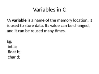 C Programming : data types and types of variable.pptx