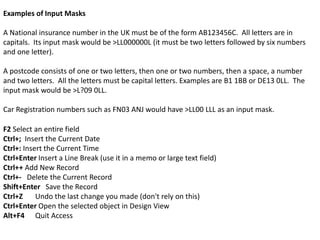 Datatypes, Field Properties, Validation and Masking | PPTX
