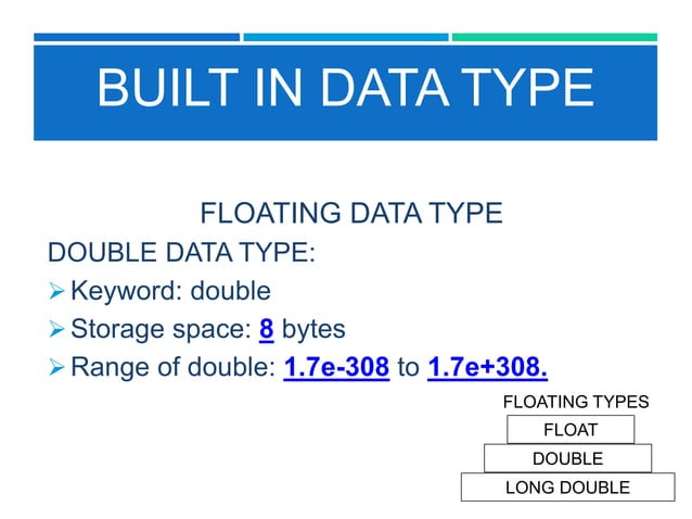 Data types in c++ | PPTX | Programming Languages | Computing