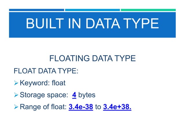 Data types in c++ | PPTX | Programming Languages | Computing