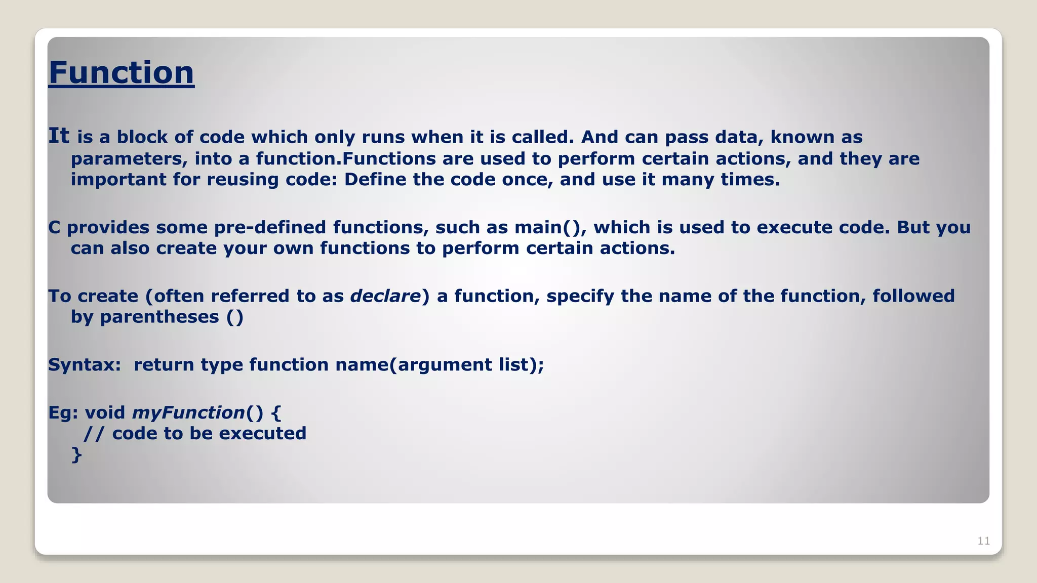 Datatypes In C Ppt