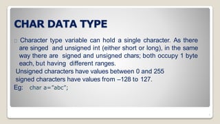Datatypes in c | PPTX