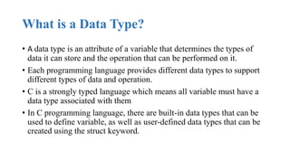 Data Types in C language | PPT