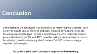 Data Types in C# OnlineTraining in Nareshit | PPT