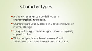 Data types in C language | PPT