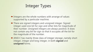 Data types in C language | PPT