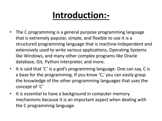 C PROGRAMMING LANGUAGE.pptx | Programming Languages | Computing