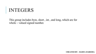 Data types in java | What is Datatypes in Java | Learning with RD ...