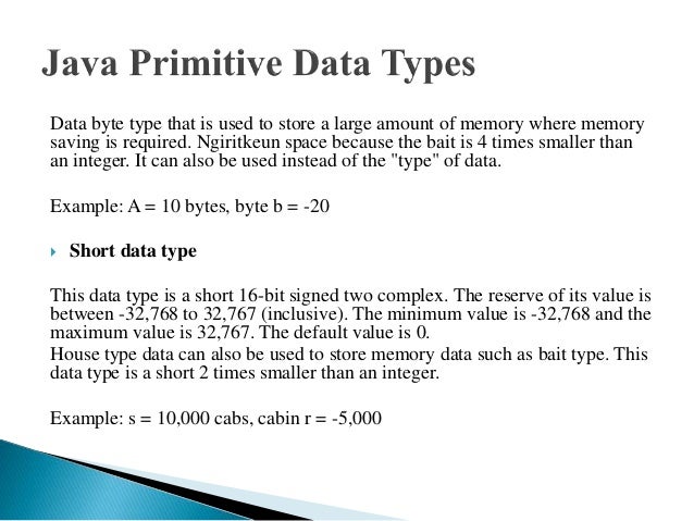 Data types in java