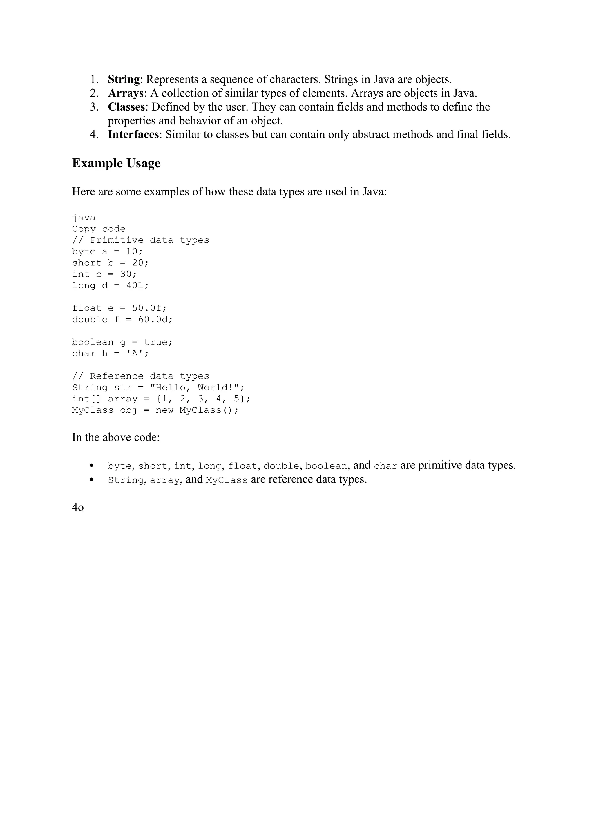 data types in java will help to clear the base | DOCX