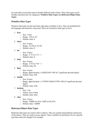 data types in java will help to clear the base | DOCX