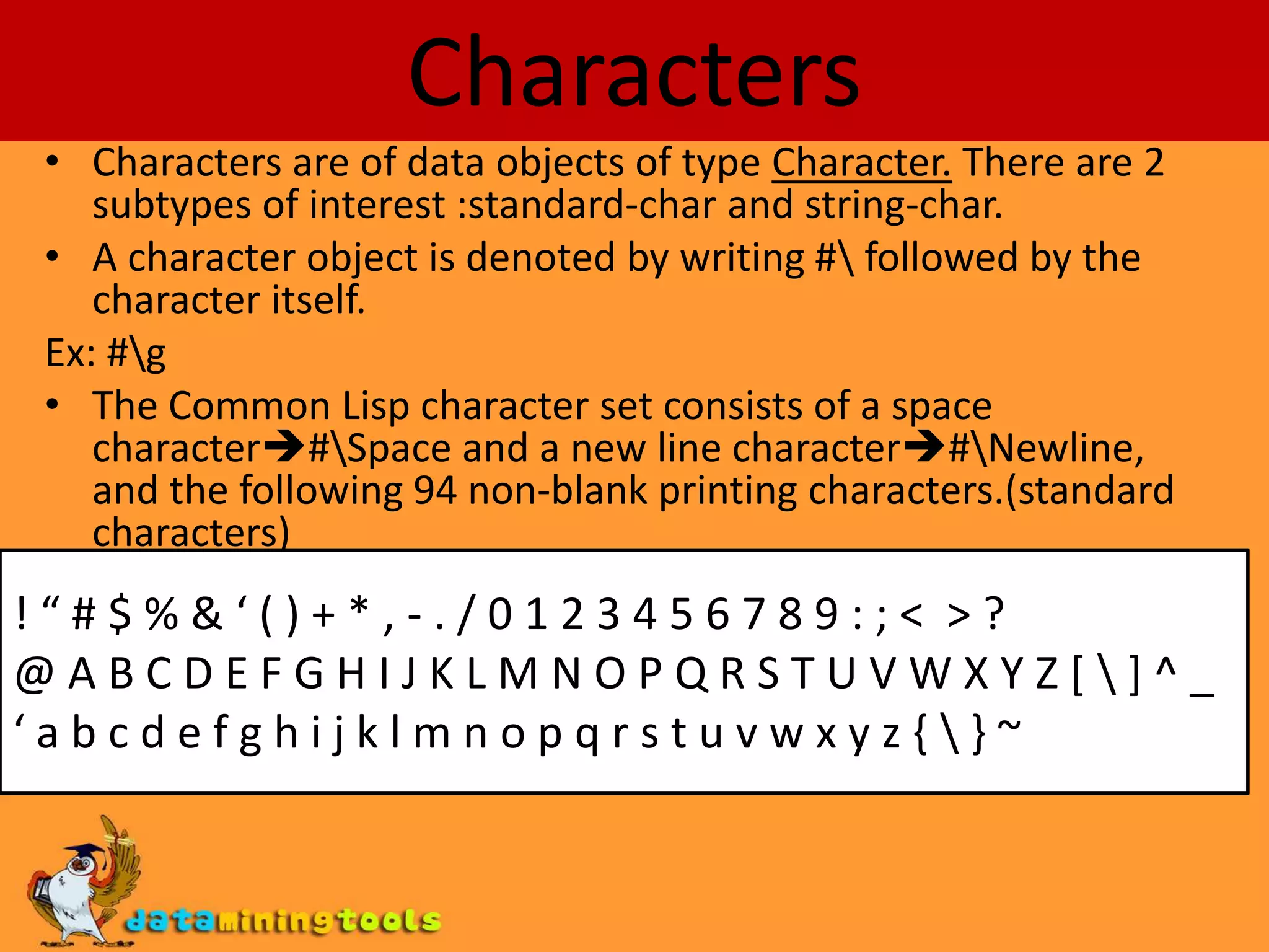 Lisp Data Types In Lisp Ppt 