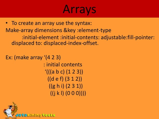 Lisp Data Types In Lisp Ppt