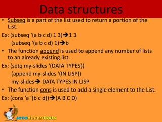 LISP: Data types in lisp | PPT
