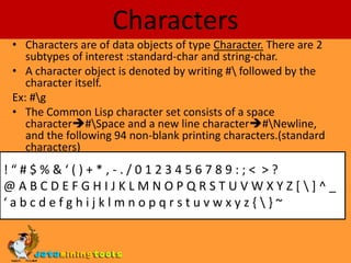 LISP: Data types in lisp | PPT