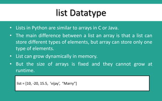 Datatypes In Python | Ppt