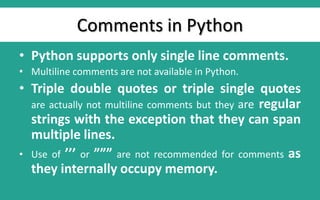 Datatypes in python | PPT