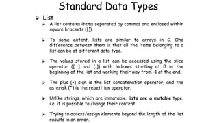 Data Types in Python programming and its usefulness | PPTX