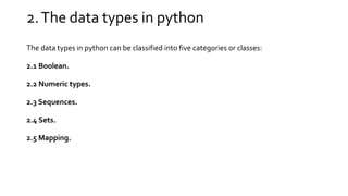 Data types in python lecture (2) | PPT